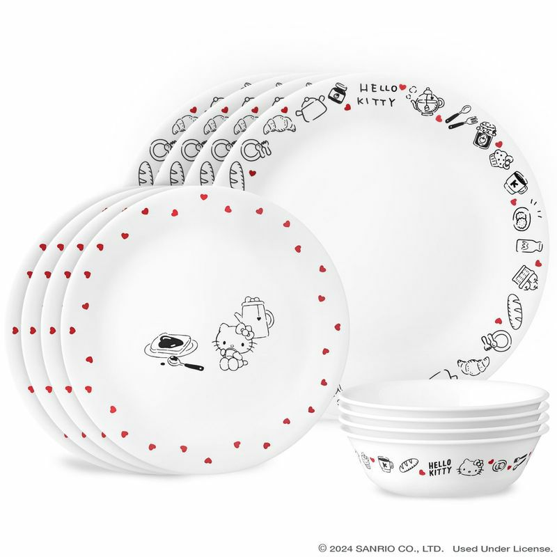 コレール ハローキティ 食器 4組 12点セット ディナーウェア アメリカ製 Corelle Hello Kitty, Very ...